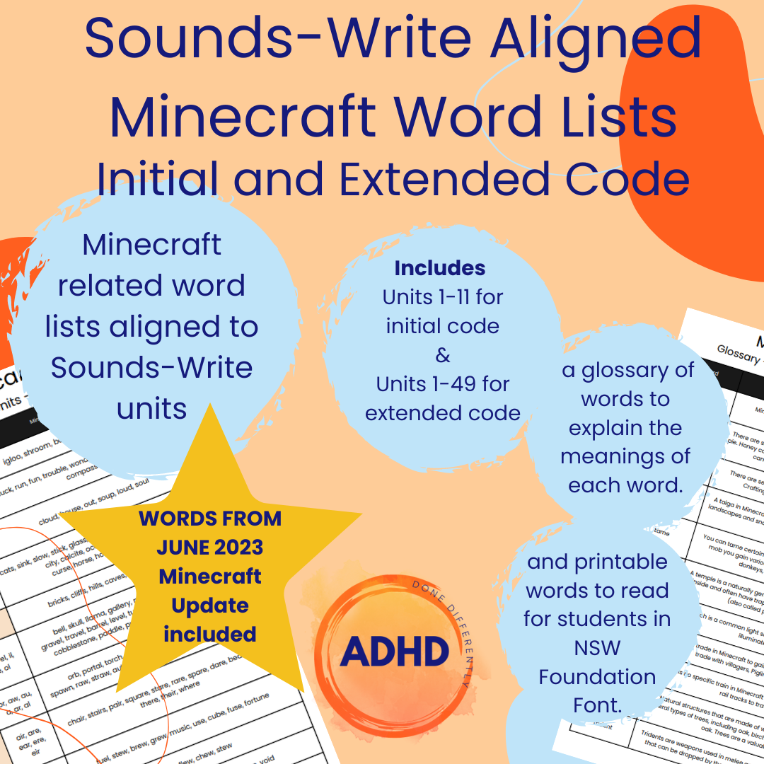 Sounds-Write Aligned Minecraft Word Lists (1) – ADHD Done Differently